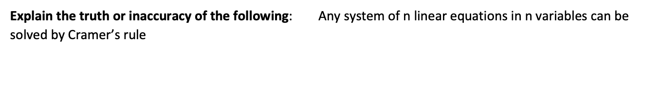Solved Any system of n linear equations in n variables can | Chegg.com