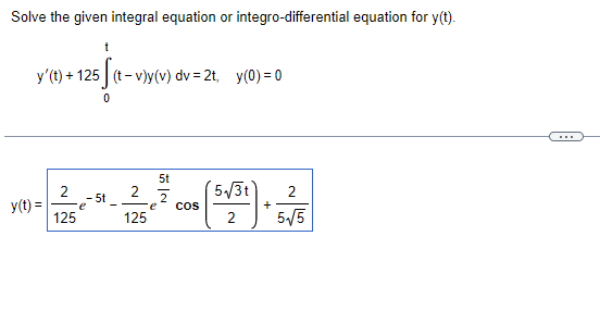 Solved Solve the given integral equation or | Chegg.com