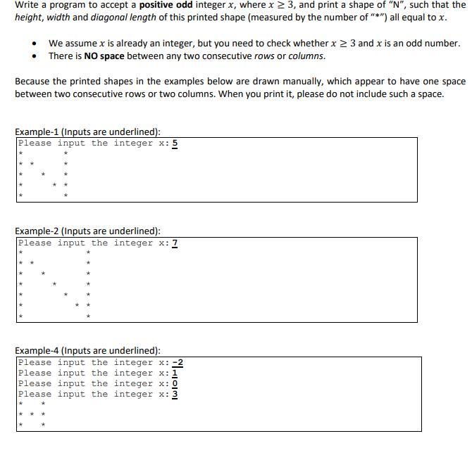 Solved Write a program to accept a positive odd integer x, | Chegg.com