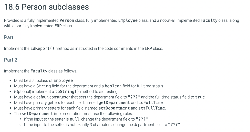 Provided Is A Fully Implemented Person Class Fully 