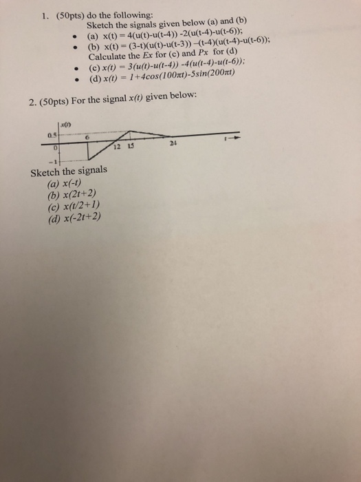 Solved 1. (50pts) do the following: Sketch the signals given | Chegg.com