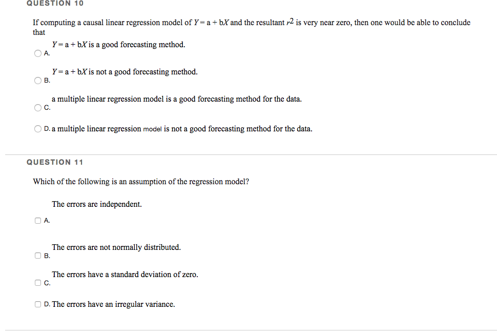 Solved QUESTIÓN 10 If computing a causal linear regression | Chegg.com