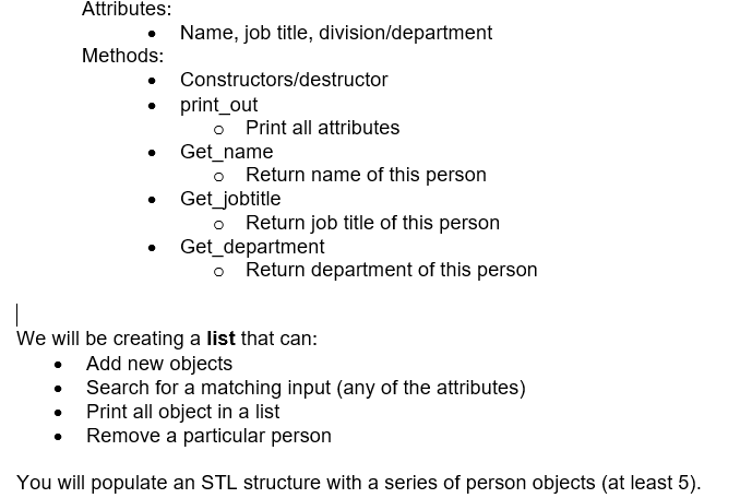 Solved Using c++, create a "person" class that have the | Chegg.com