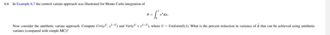 6 6 In Example 6 7 The Control Variate Approach Was