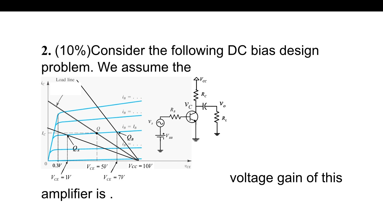 Solved 2. (10%)Consider the following DC bias design | Chegg.com