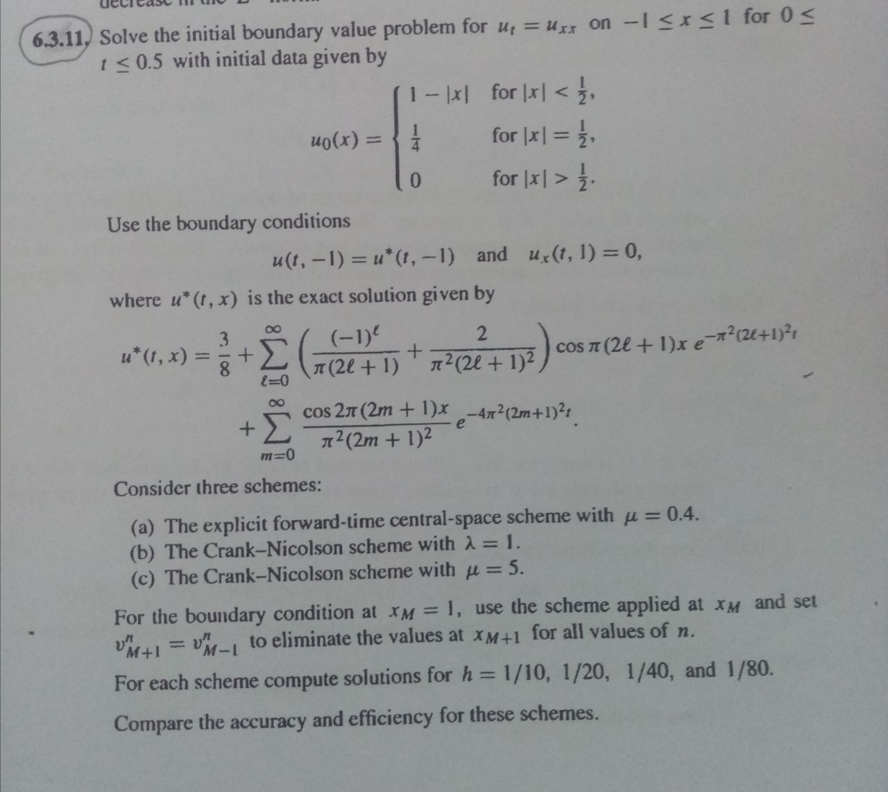 6.3.11. Solve the initial boundary value problem for | Chegg.com