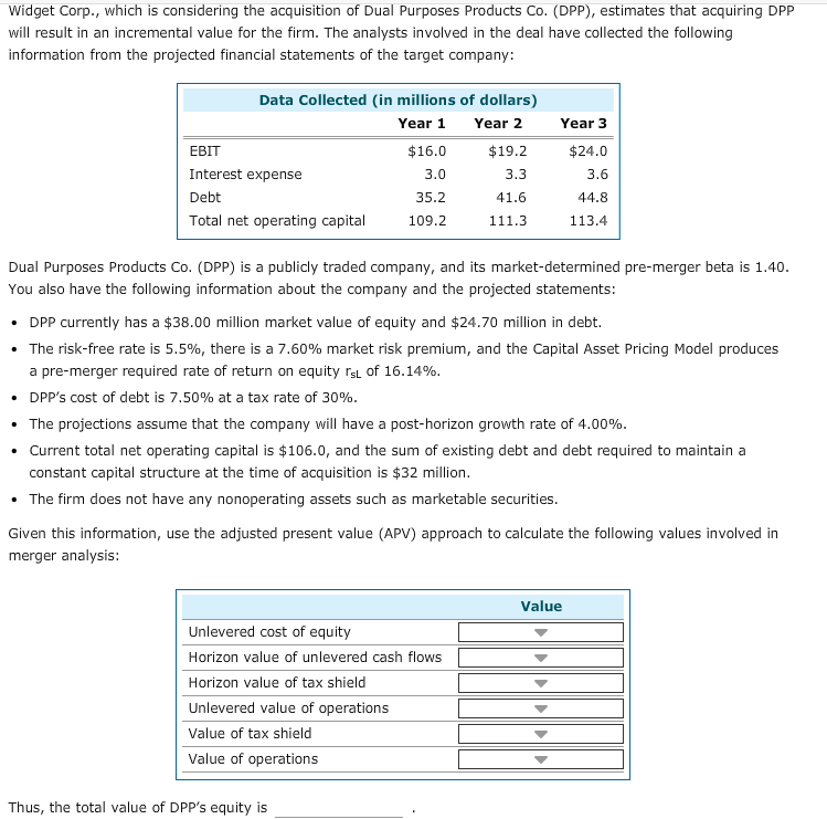 Widget Corp., which is considering the acquisition of | Chegg.com