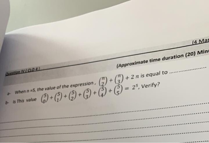 Solved (4 Mar (Approximate time duration (20) Min Auto | Chegg.com