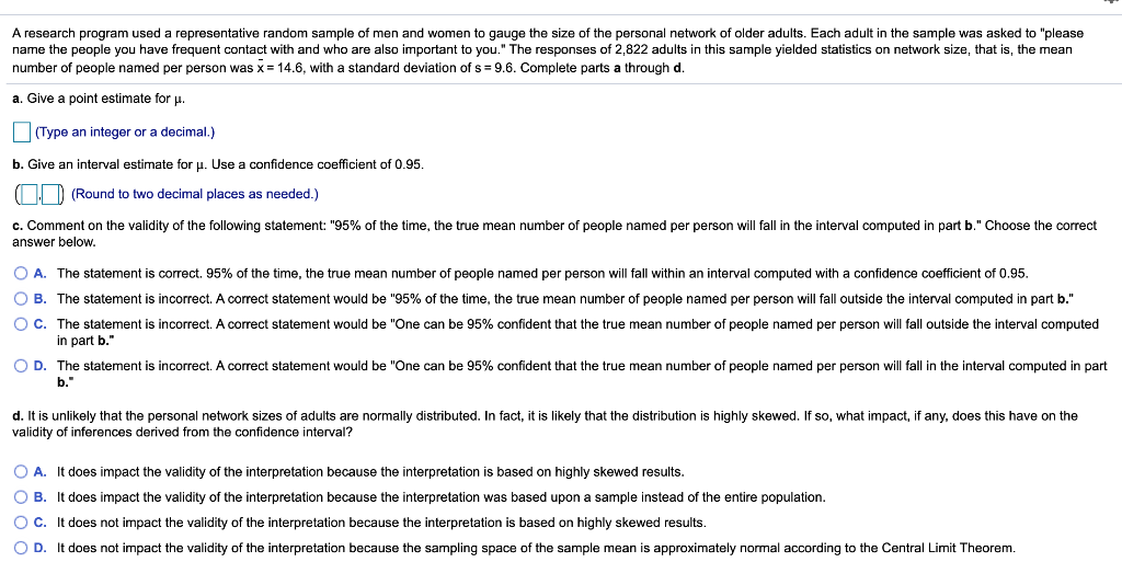 Solved A research program used a representative random | Chegg.com