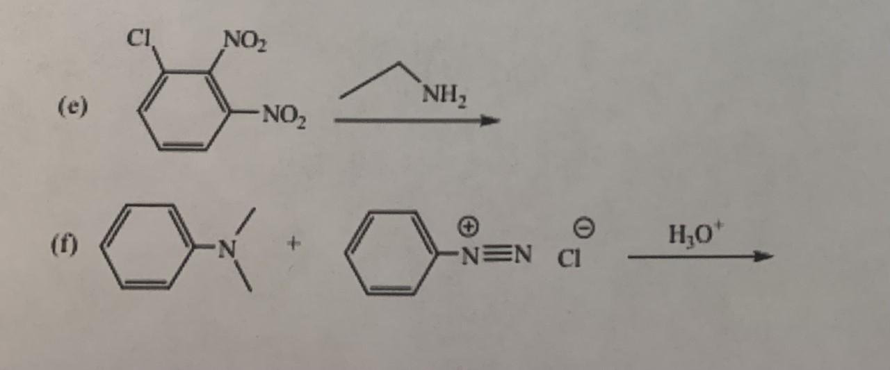 Solved NO2 NH, (e) NO2 HO -N N=N CI | Chegg.com
