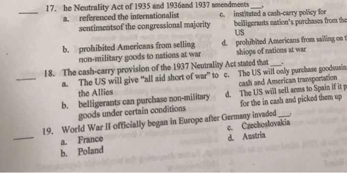 Neutrality Acts Ww2