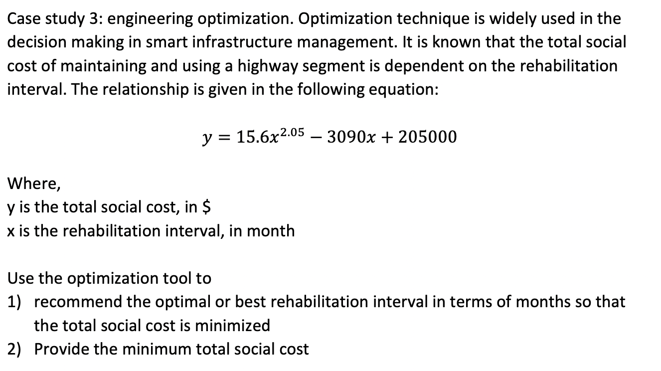 Solved Case study 3 : engineering optimization. Optimization | Chegg.com