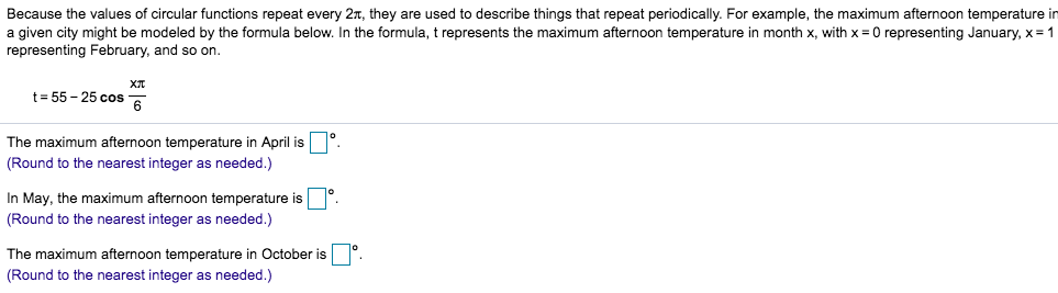 Solved Because the values of circular functions repeat every | Chegg.com
