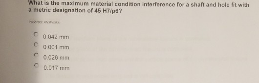 Solved What is the maximum material condition interference | Chegg.com