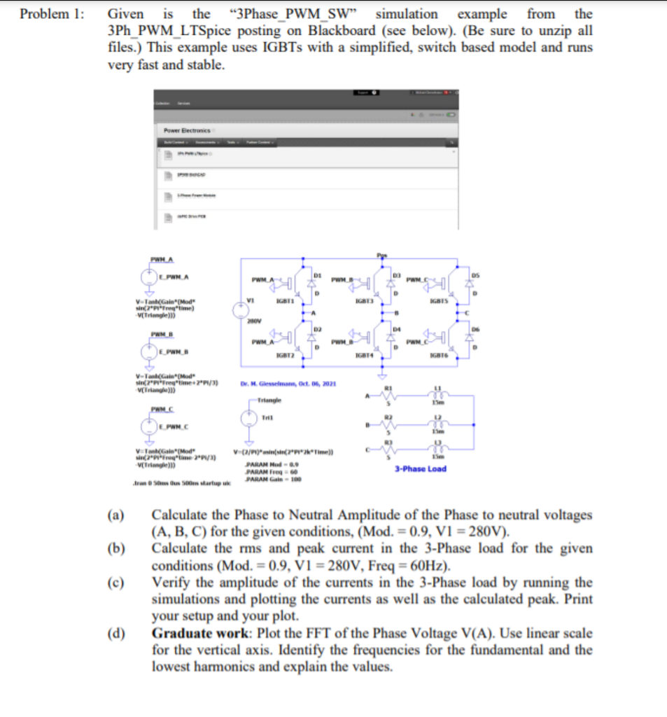 Problem 1: Given is the “3Phase_PWM_SW” simulation | Chegg.com