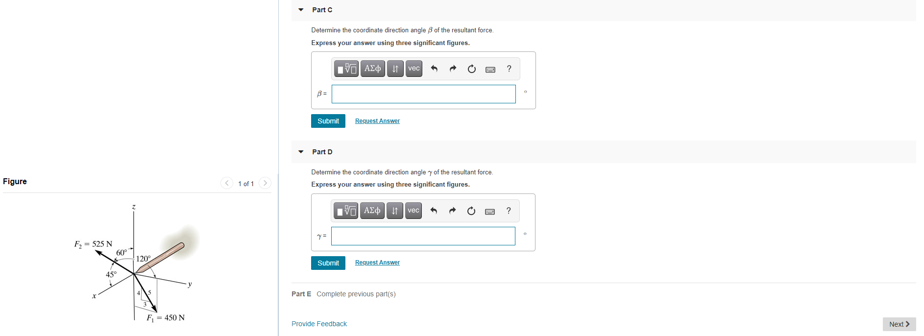 Solved Part C Determine the coordinate direction angle of | Chegg.com