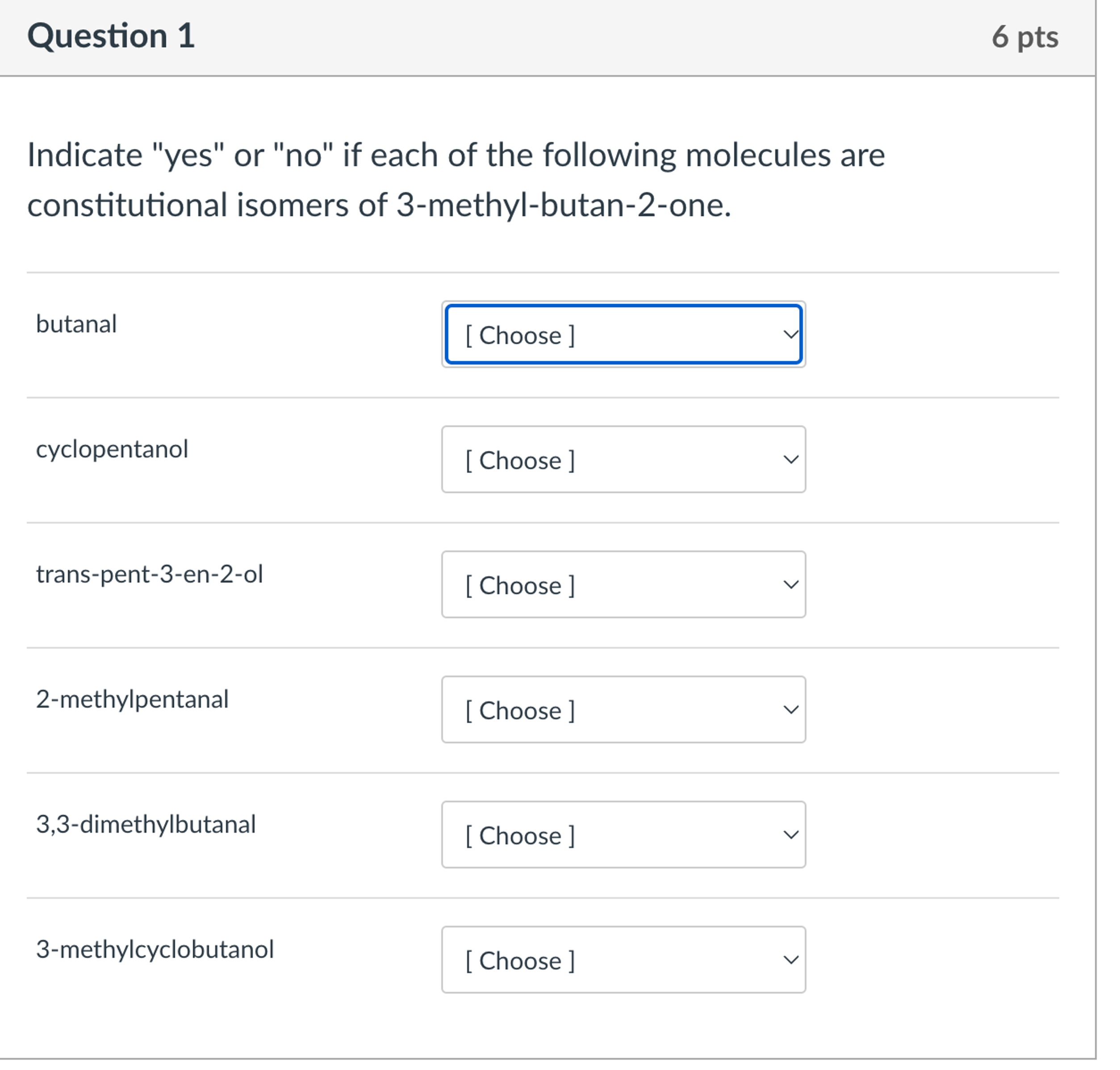 Solved Question 1Indicate "yes" or "no" ﻿if each of the | Chegg.com