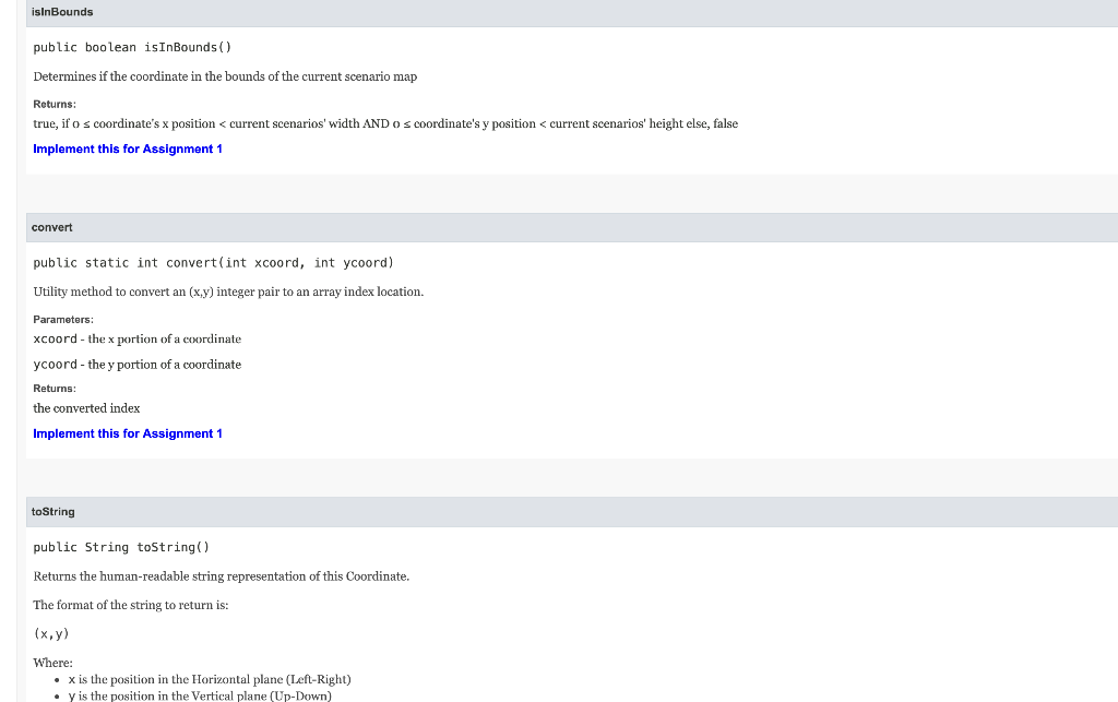 Solved Class Coordinate Object Coordinate public class | Chegg.com