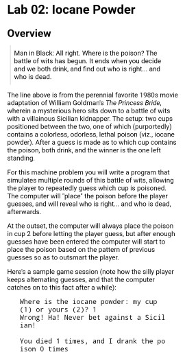 Lab 02: locane Powder Overview Man in Black: All | Chegg.com