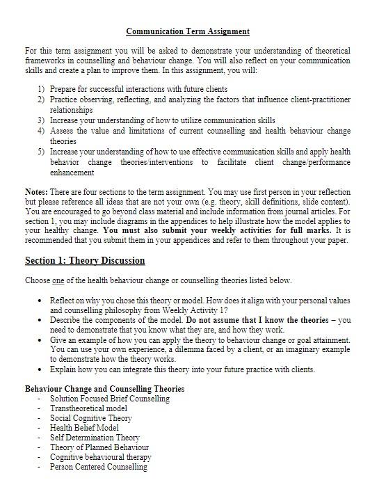 Communication Term Assignment For this term | Chegg.com