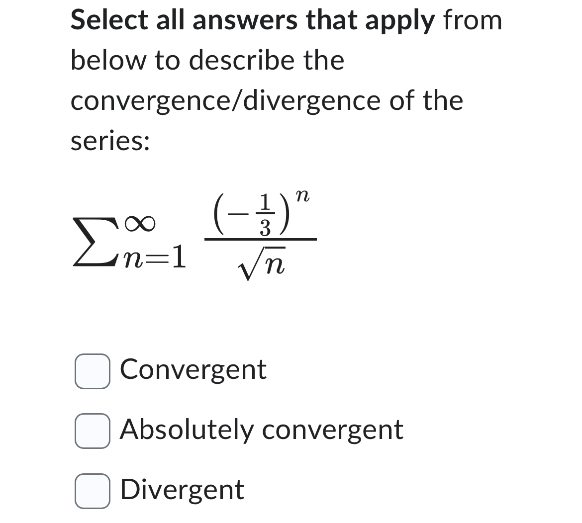 Solved Select all answers that apply frombelow to describe | Chegg.com