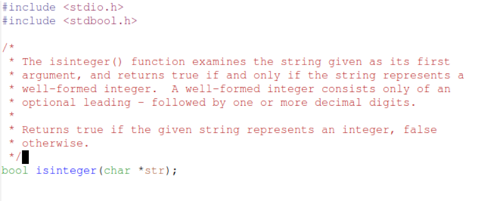 Solved #include #include * The isinteger function examines | Chegg.com
