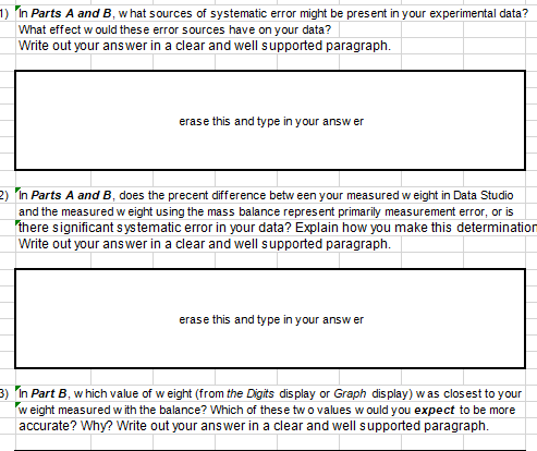 Solved 1) In Parts A and B, what sources of systematic error | Chegg.com