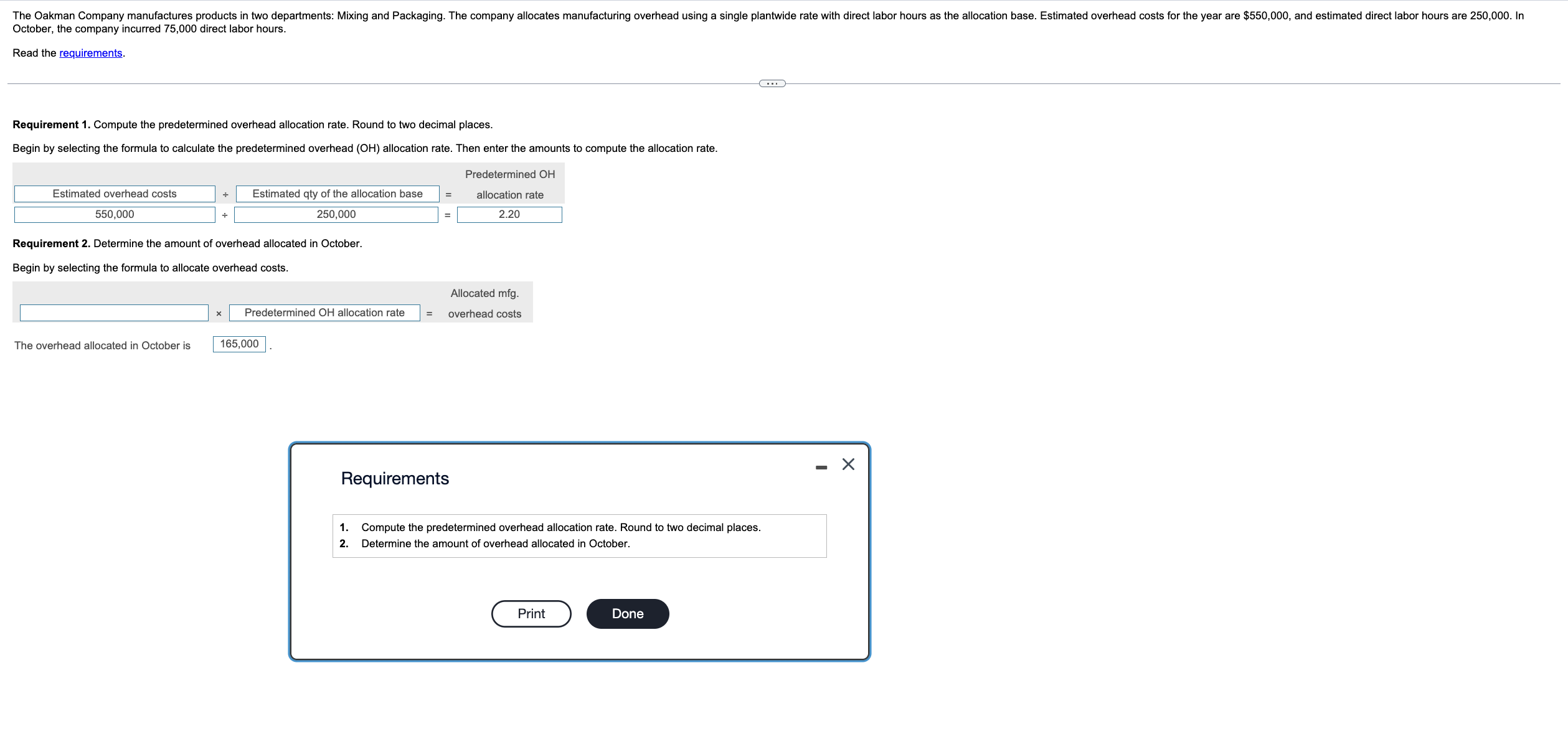 Solved Requirement 1. Compute the predetermined overhead | Chegg.com