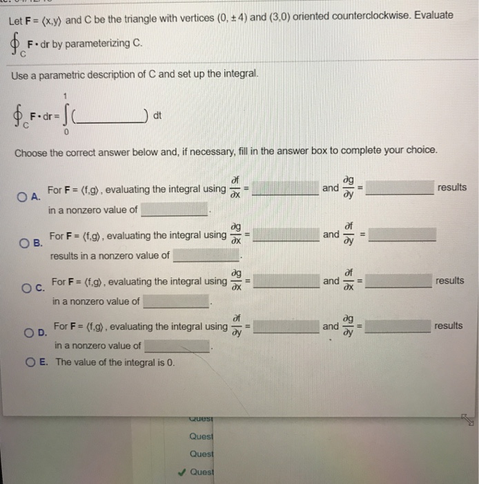 Solved Let F- (x.y) and C be the triangle with vertices (0, | Chegg.com