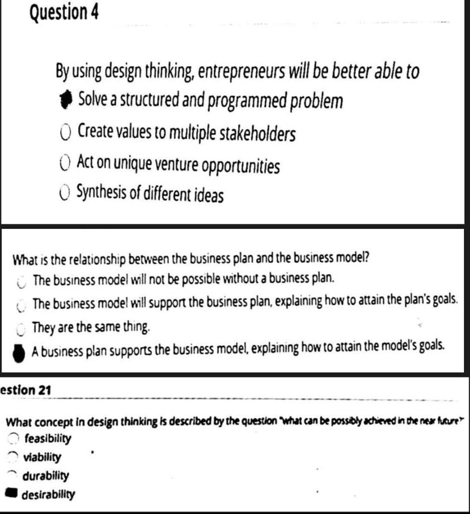 Solved Question 4 By using design thinking, entrepreneurs | Chegg.com