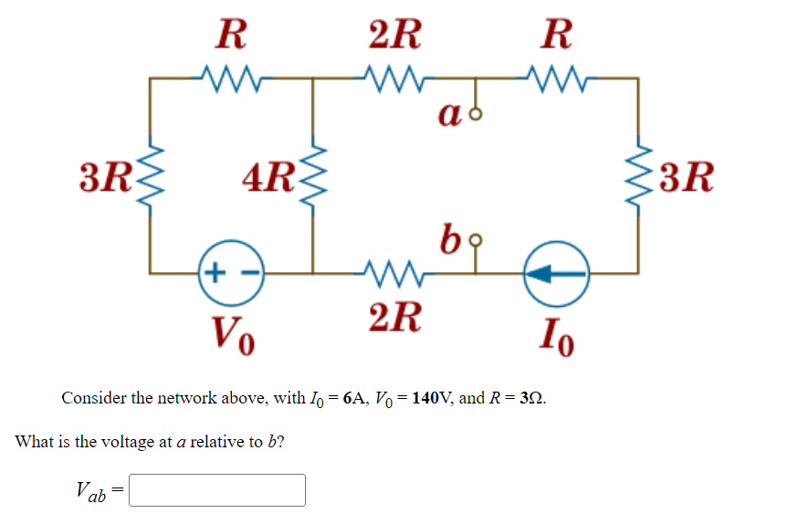 Solved Consider the network above, with I0=6 A,V0=140 V, and | Chegg.com