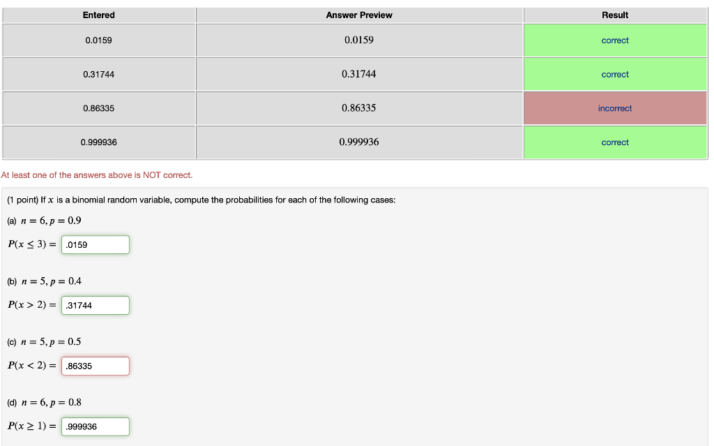 Solved Hello, the green answers are correct, but the red | Chegg.com