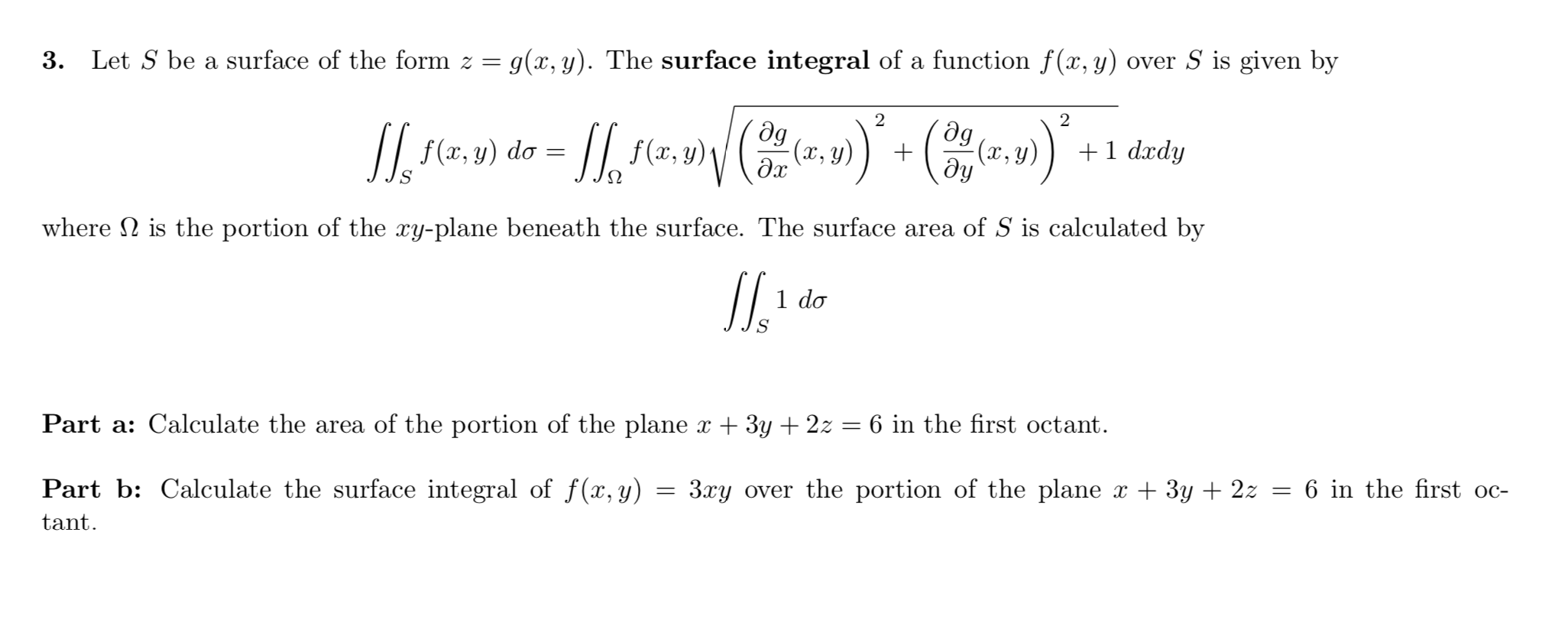 Solved Let S be a surface of the form z = g(x,y). The | Chegg.com