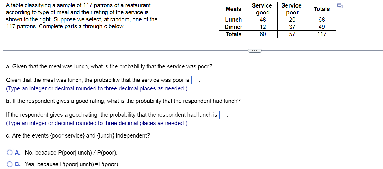Solved A table classifying a sample of 117 patrons of a | Chegg.com
