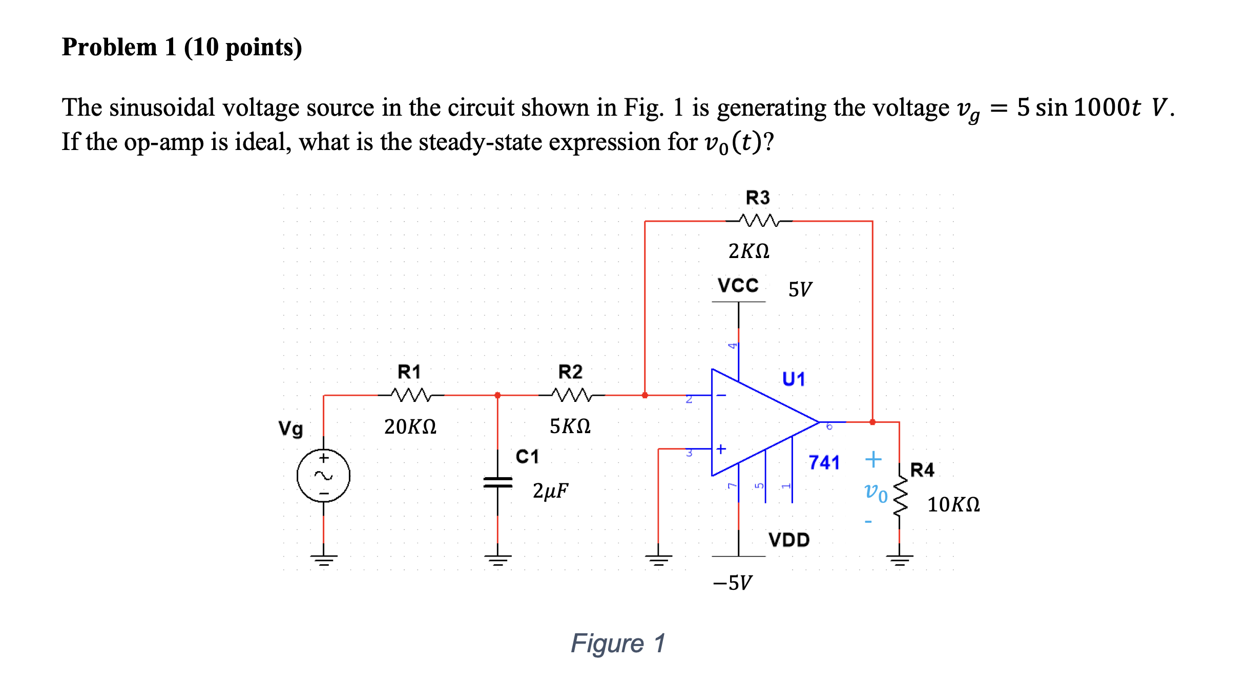 Solved The sinusoidal voltage source in the circuit shown in | Chegg.com