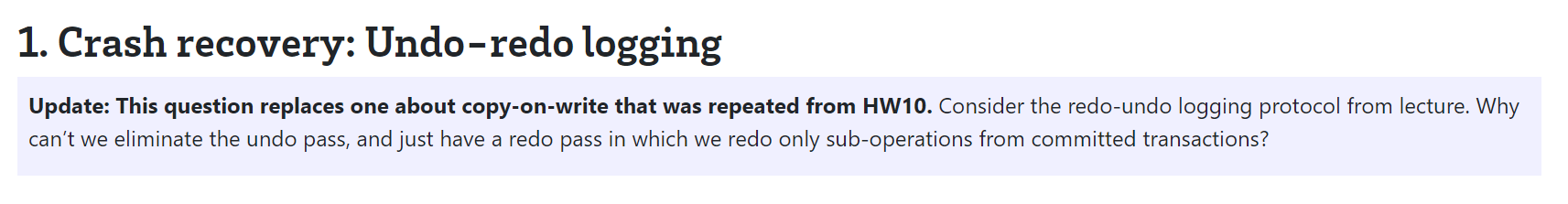 Solved 1. Crash recovery: Undo-redo logging Update: This | Chegg.com