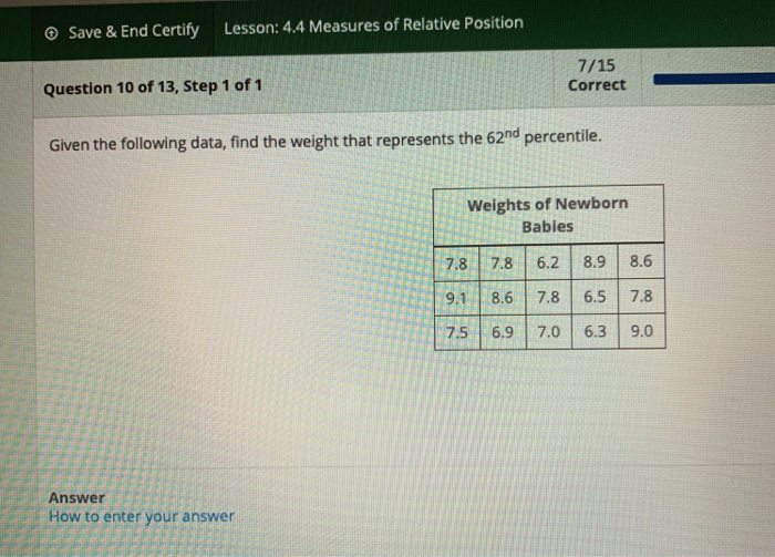 Solved o Save & End Certify Lesson: 4.4 Measures of Relative | Chegg.com