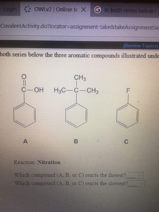 Solved Both series below the three aromatic compounds | Chegg.com