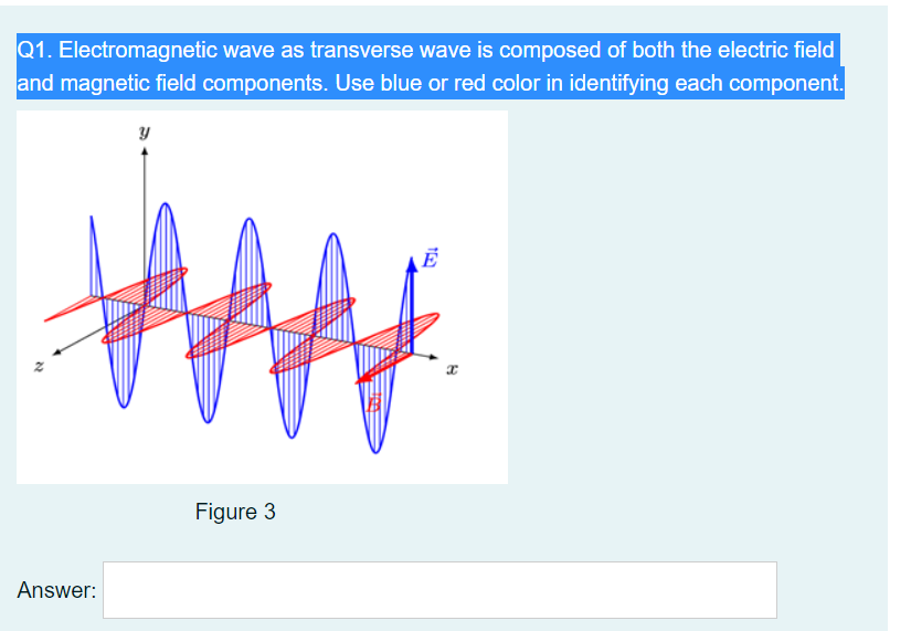 Solved Q1. Electromagnetic wave as transverse wave is | Chegg.com