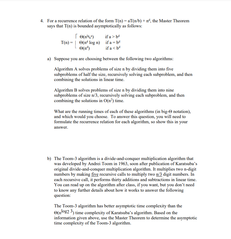 Solved 4. For a recurrence relation of the form | Chegg.com