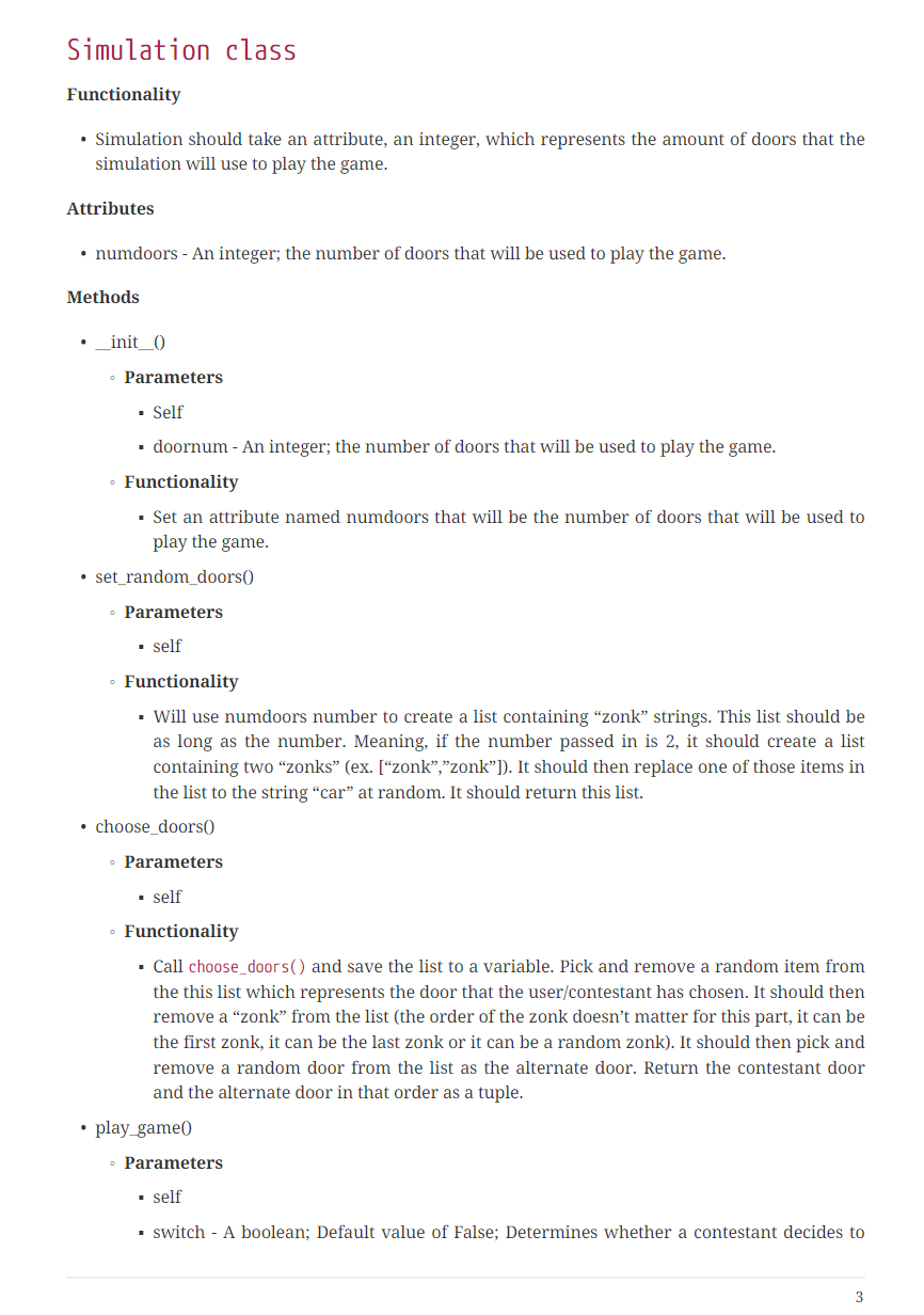 Solved Homework: Monty Hall Simulation Table of Contents 1 2 | Chegg.com