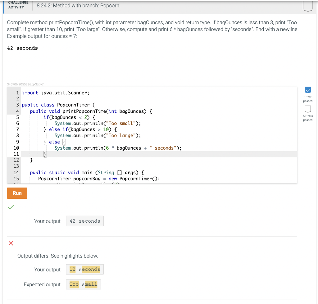 Solved Challenge Activity 8242 Method With Branch 