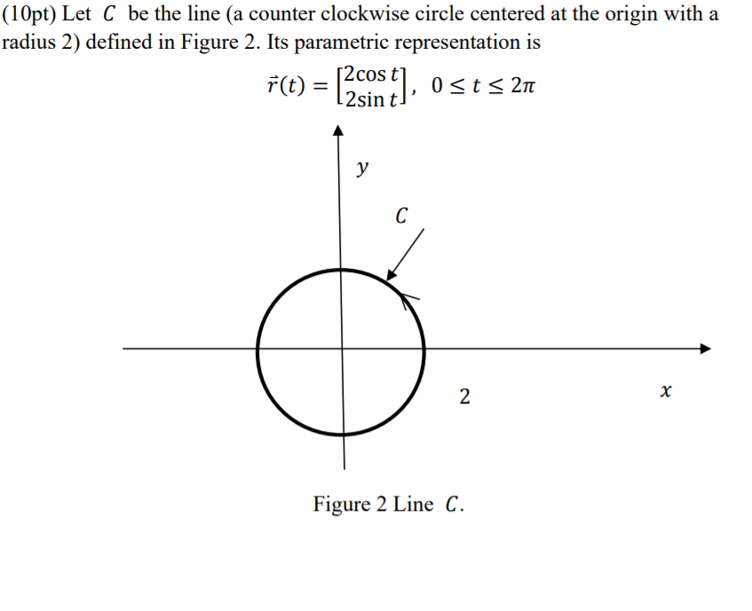 Solved (10pt) Let C be the line (a counter clockwise circle | Chegg.com