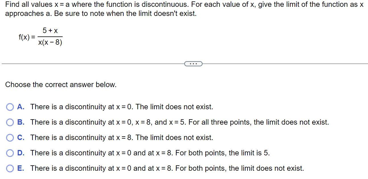 Solved Find all values x=a where the function is | Chegg.com