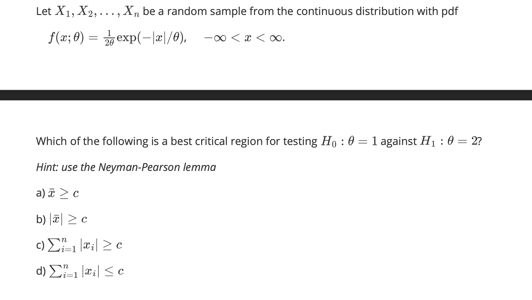 Solved Let X1,X2,…,Xn be a random sample from the continuous | Chegg.com