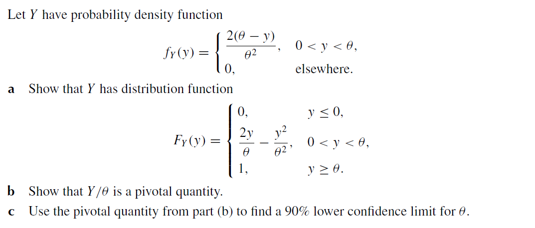 Solved Let Y have probability density function [ 20 - y) | Chegg.com