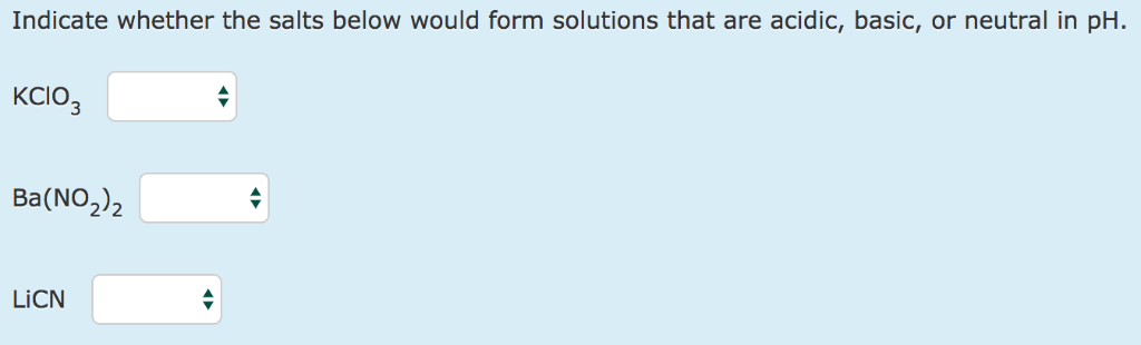 Solved Indicate whether the salts below would form solutions | Chegg.com