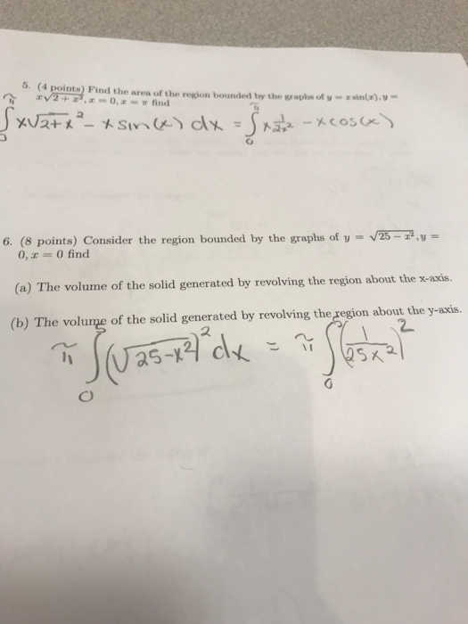 Solved 5. (4 points Findthenren of the region bounded by the | Chegg.com Solved 5. (4 points Findthenren of the region bounded by the | Chegg.com