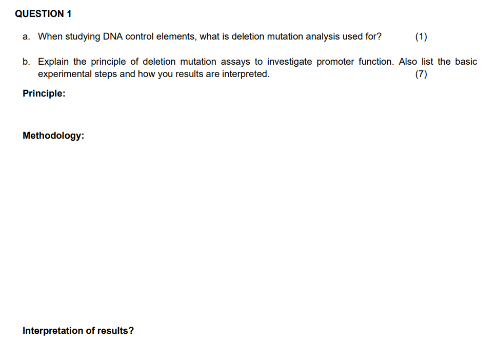 Solved a. When studying DNA control elements, what is | Chegg.com