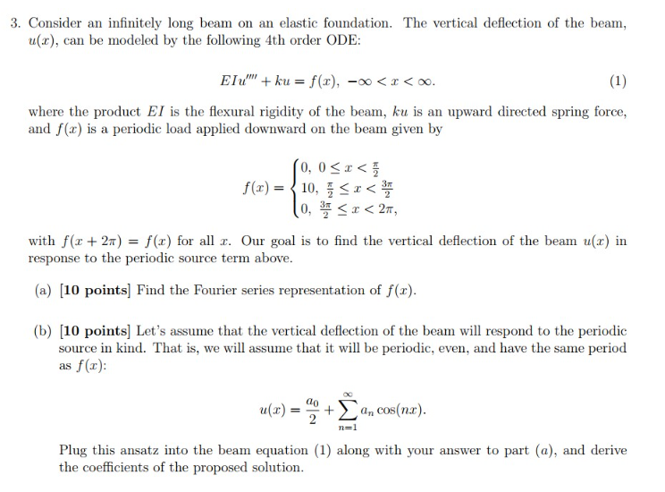Solved Consider an infinitely long beam on an elastic | Chegg.com